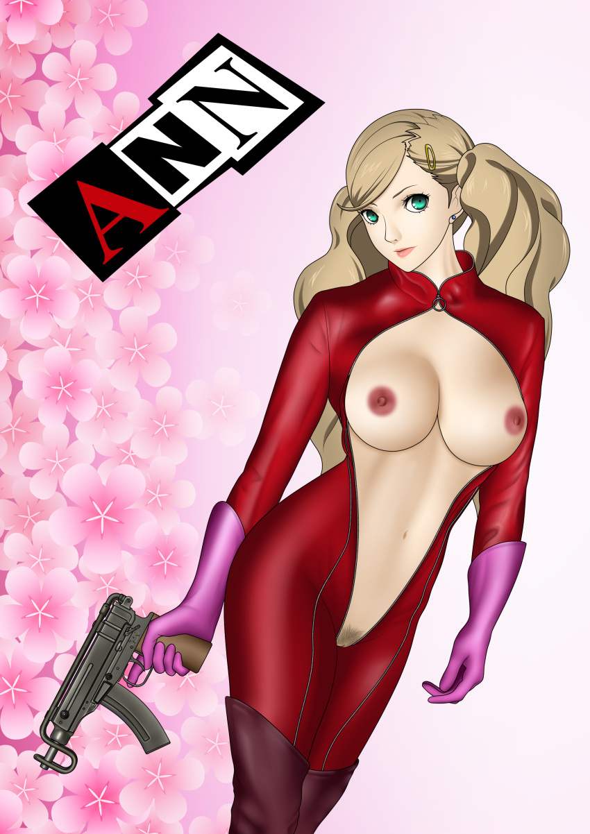 Rule 34 Ann Takamaki Blonde Hair Boobs Casual Clothing Firearm Green 1876