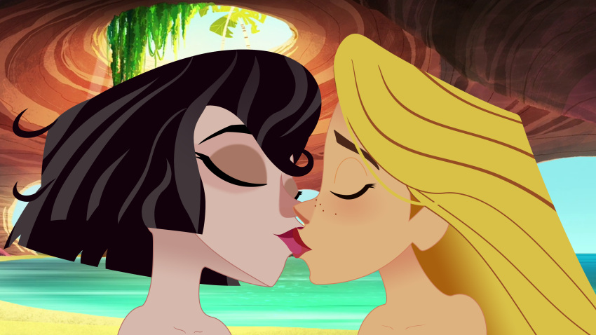Rule 34 2girls Beach Blonde Hair Cassandra Tangled Closed Eyes 3333