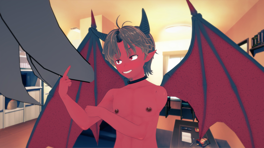 Rule 34 2boys Brown Hair Cartoony Clothed Clothing Demon Demon Horns 9612