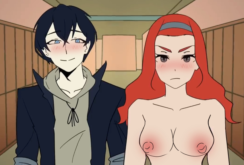 Rule 34 1boy 1girls Absurd Res Blue Eyes Blue Hair Blush Blush Lines 1303