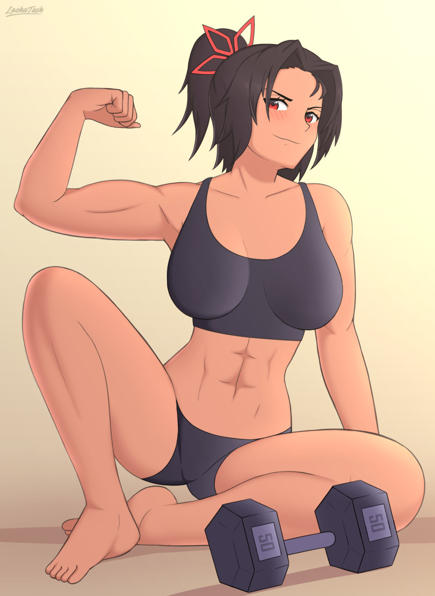 Rule 34 1girls Abs Ashera Xenoblade Black Hair Clothed Clothing Dark Skinned Female Dumbbell