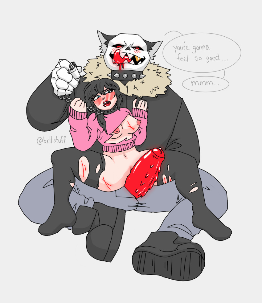 Rule 34 1boy 1girls 2d Big Dom Small Sub Big Penis Black Hair Blue 4439