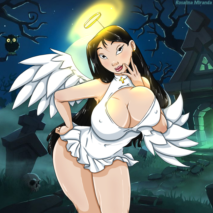 Rule 34 1girls Angel Angel Costume Angel Wings Asian Female Big Breasts Black Hair Breasts