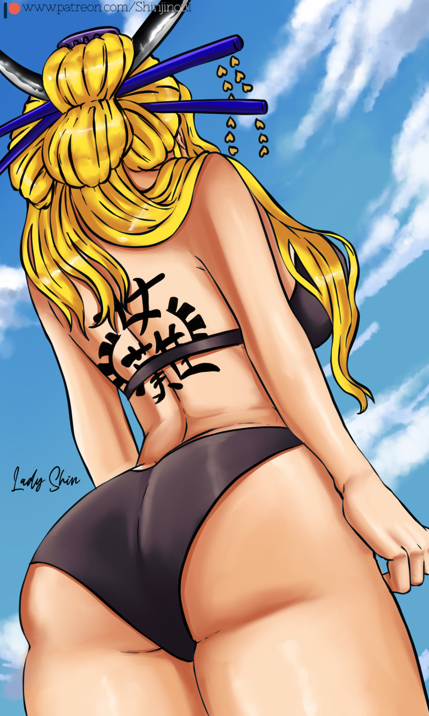 Rule 34 Ass Focus Back Tattoo Back View Bikini Black Maria Blonde