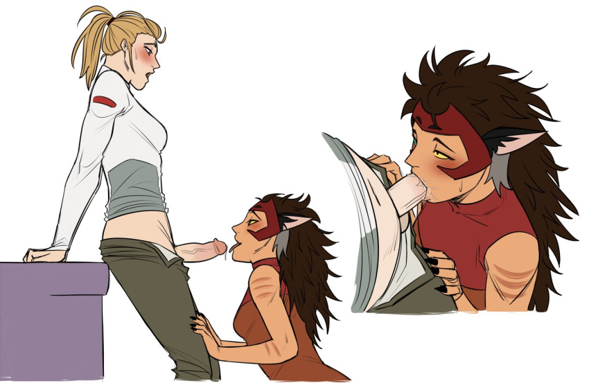 Rule 34 1futa 1girls 2022 Adora Big Penis Blonde Hair Blue Eyes Blush Bottomless Breasts Catra