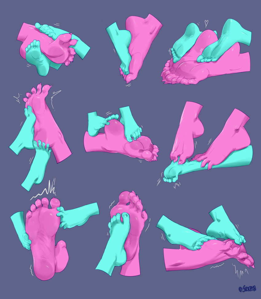 Rule 34 2d 2d Artwork 5 Toes Barefoot Big Feet Blue Skin Caressing