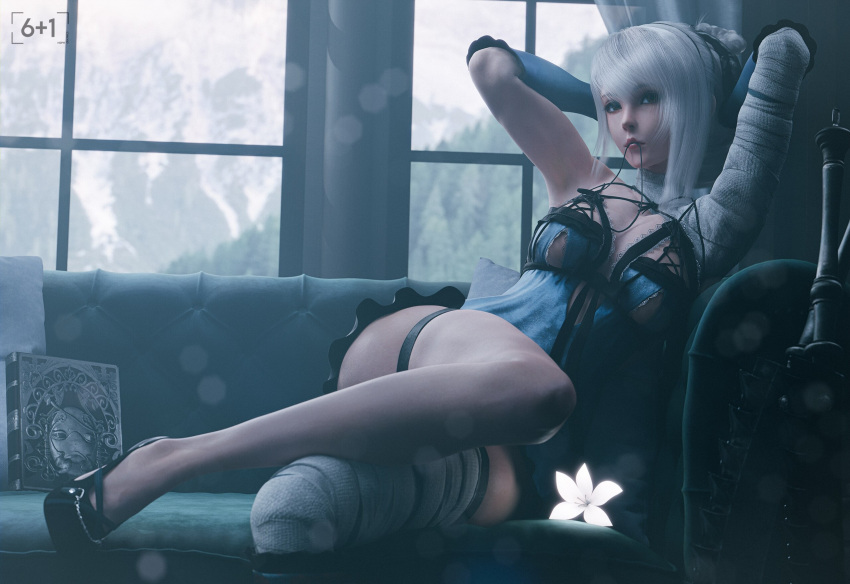 Rule 34 Brown Eyes Kaine Nier Nier Replicant Silver Hair Sitting 3197