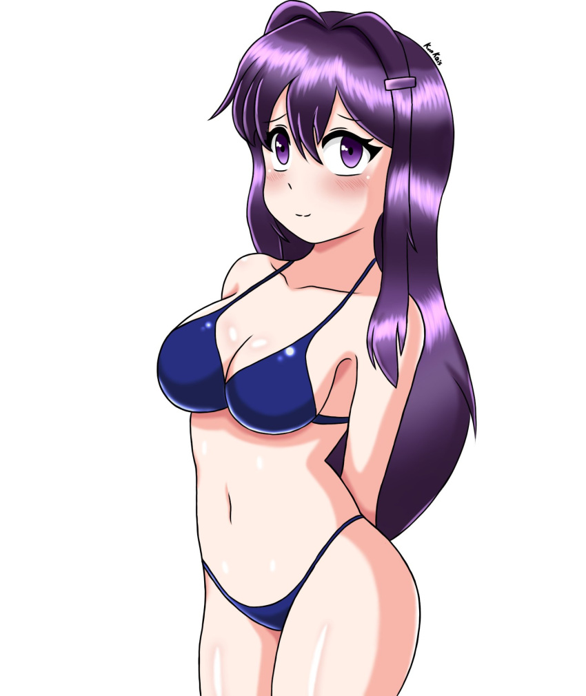 Rule 34 1girls Blue Swimsuit Blush Blush Doki Doki Literature Club Female Kun Kaiss Looking At