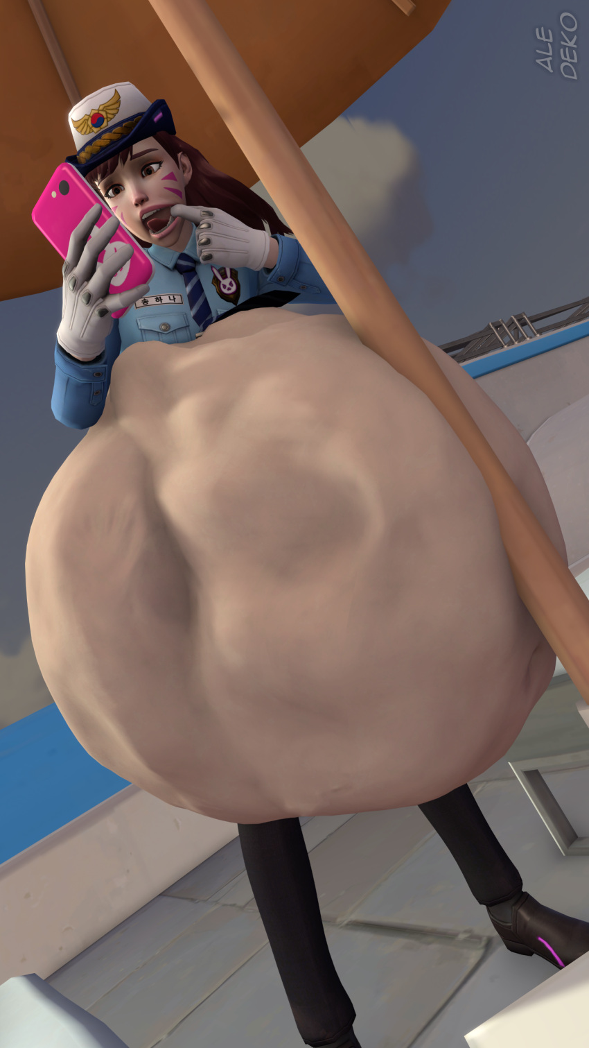 Rule 34 Aledeko Belly Bulge Big Belly D Va Overwatch Police Uniform