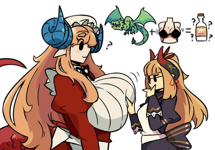 Rule 34 Dragon Girl Groping Breasts Maid Uniform Mob Face Murgoten Original Character 7160594