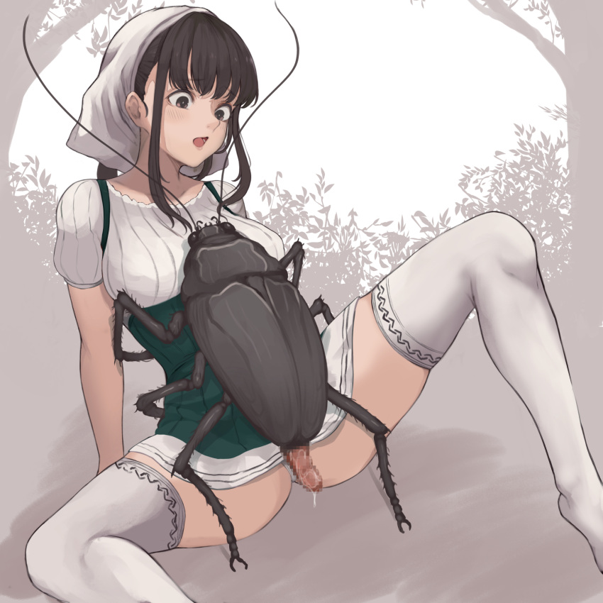 Rule 34 Arm Support Bangs Blush Breasts Brown Eyes Brown Hair Bug