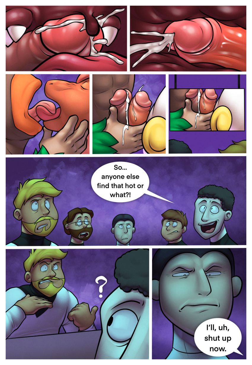 Rule 34 Anthro Biped Blonde Hair Bodily Fluids Border Brown Body Clothed Clothing Comic Cum