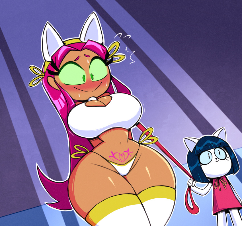 Rule 34 2girls Alien Girl Big Breasts Blush Blushing Breasts Cartoon Network Catgirl Cleavage