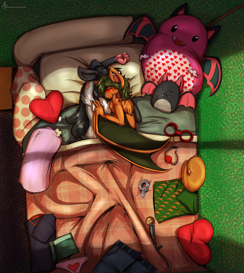 Rule 34 Absurd Res After Sex Ball Gag Bat Bat Plushie Bed Bed Sheet Bedding Birds Eye View