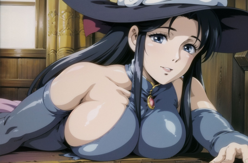 Rule 34 Ai Generated Black Hair Blue Dress Blue Eyes Breasts Clothing 1434