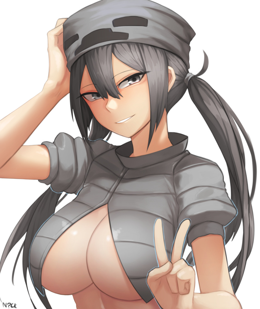 Rule 34 Ayumi Mob Talker Big Breasts Grey Eyes Grey Hair Grin Hand