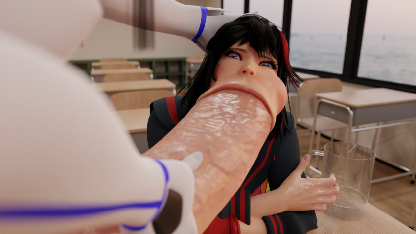Rule 34 3d Black Hair Classroom Dislocated Jaw Futanari Hand On Head
