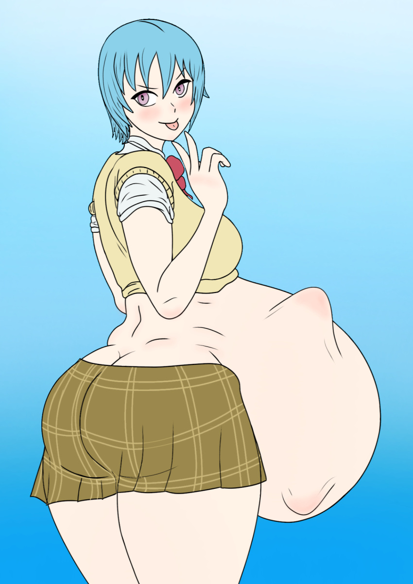 Rule 34 2girls Belly Belly Bulge Blue Hair Blush Breasts Commission Exposed Belly Female