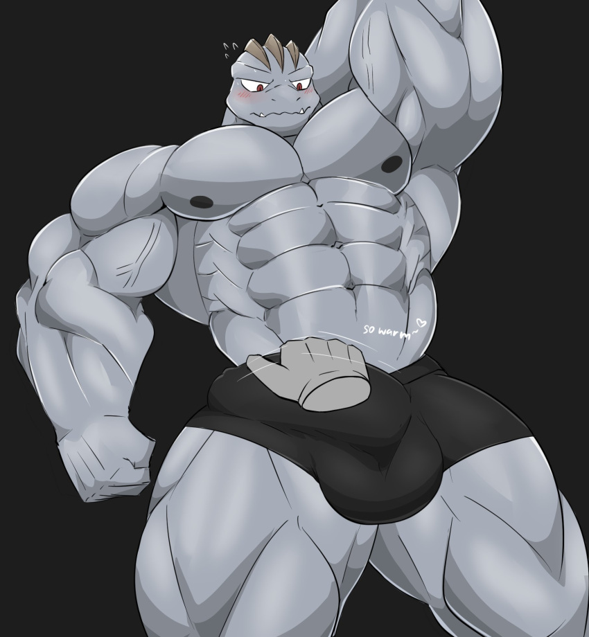 Rule 34 Anatake Anthro Balls Bara Blue Hair Blue Skin Blush Boner
