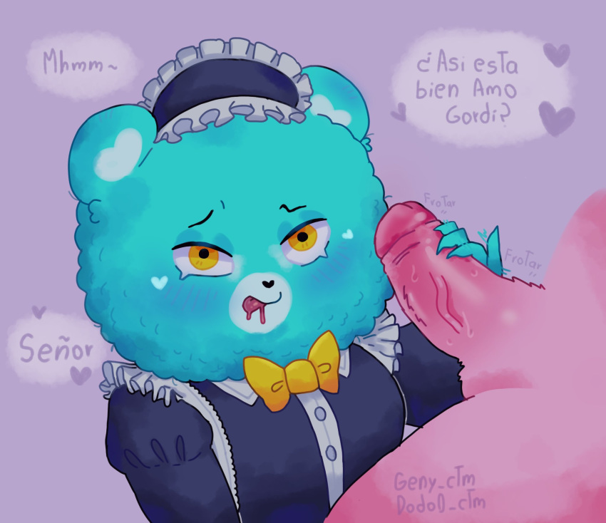 Rule 34 2023 Achuchones Unicorn Wars Anthro Balls Bear Blue Body Bow Tie Clothing Dialogue
