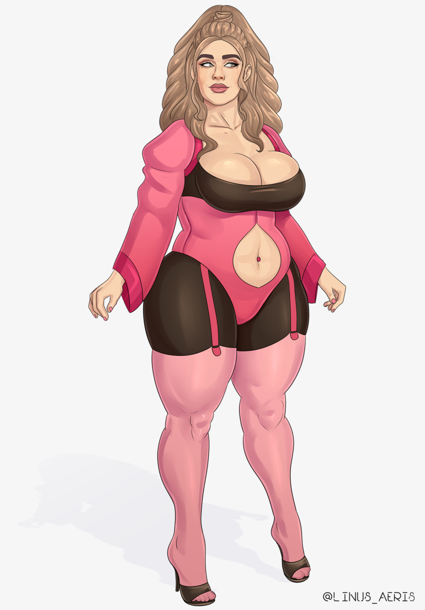 Rule 34 1girls Belly Button Big Breasts Blonde Hair Cleavage Clothed