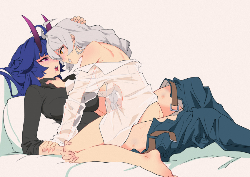 Rule 34 1futa 1girls Barefoot Bottomless Breasts Bruise Clothed Clothing Drooling Duo Female