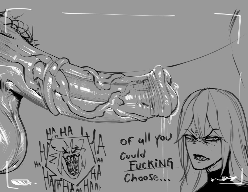 Rule 34 2girls Annoyed Annoyed Expression Big Penis Black And White