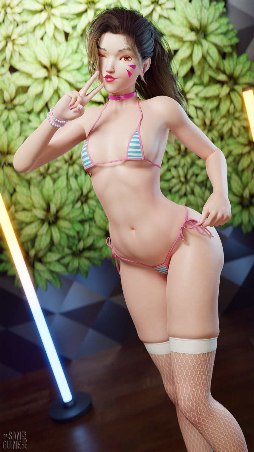 Rule 34 1girls 3d Bikini Blink Blinking Brown Hair Choker D Va Female