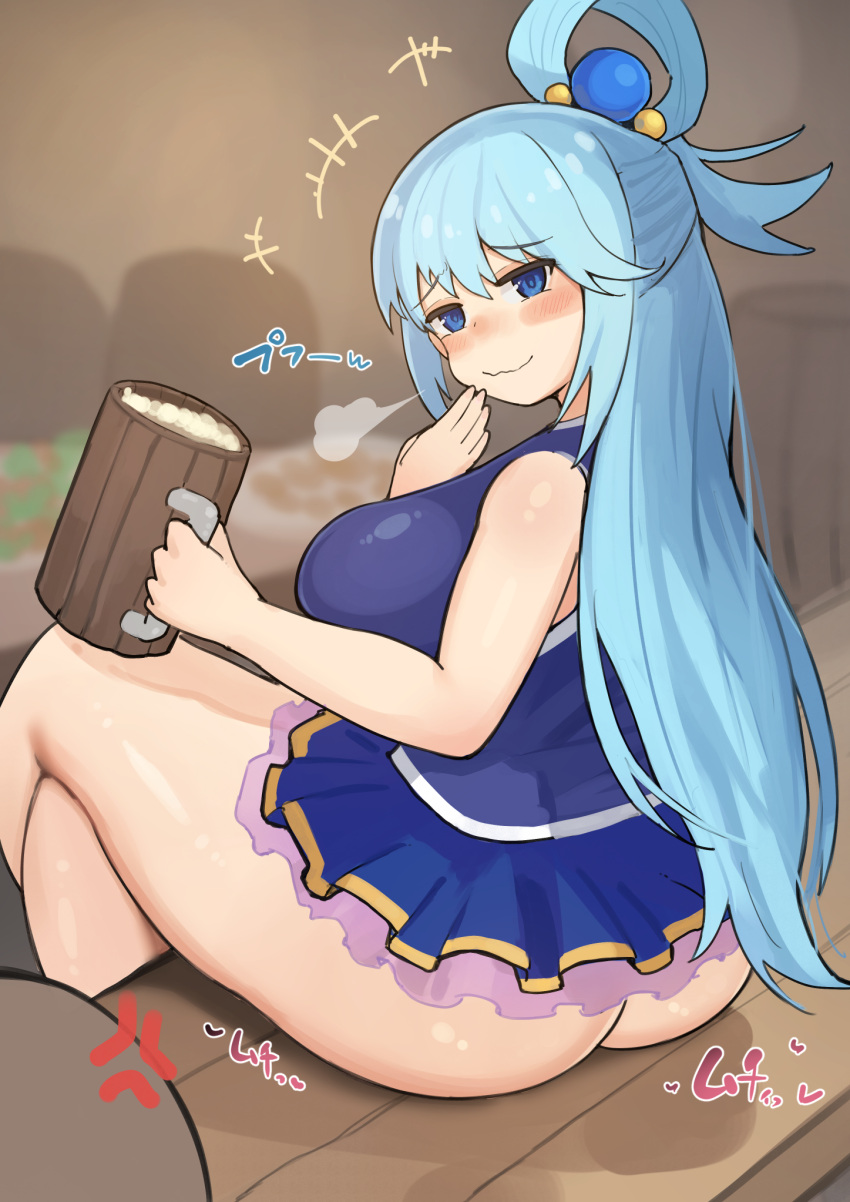 Rule 34 1girls Aqua Konosuba Ass Blue Eyes Blue Hair Blush Breasts