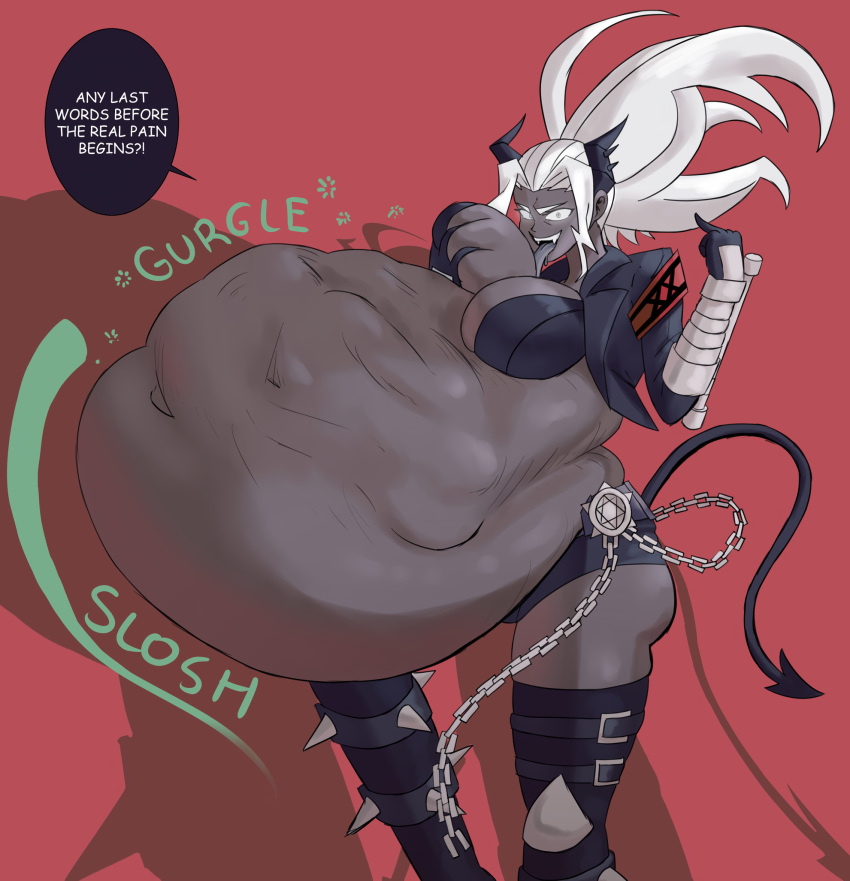 Rule 34 1girls After Vore Big Belly Big Breasts Chains Cleavage Demon Demon Girl Demon Horns
