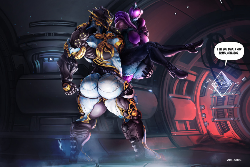 Rule 34 2girls Abs Ass Breasts English Text Futanari Hildryn Warframe Huge Ass Huge Breasts