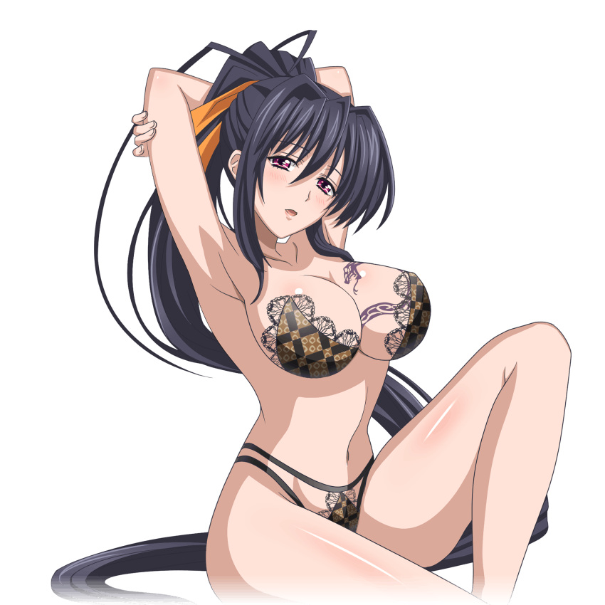 Rule 34 1girls Akeno Himejima Armpits Arms Behind Head Big Breasts