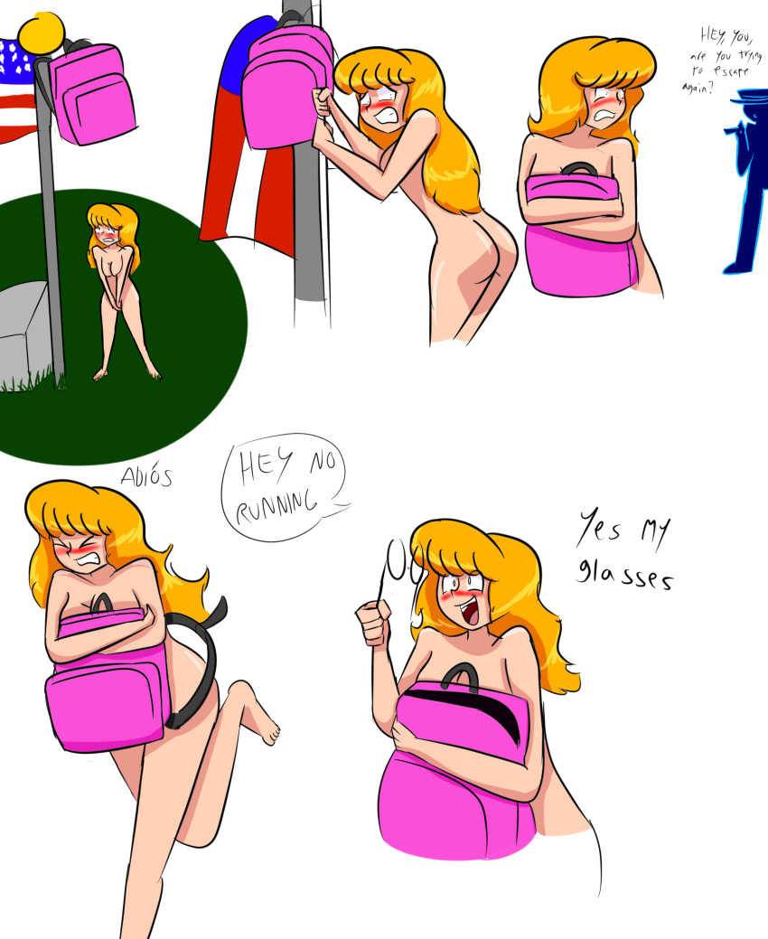 Rule 34 1girls Ass Backpack Barefoot Blonde Hair Breasts Completely