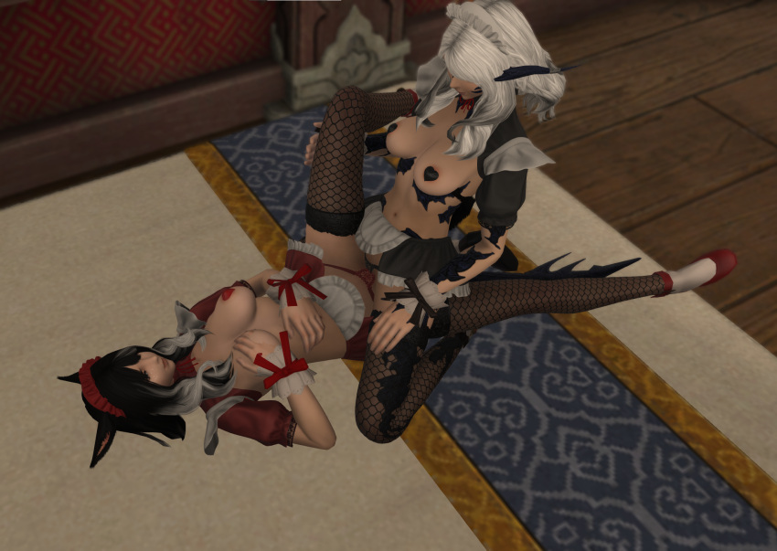 Rule 34 Au Ra Boob Squish Cat Ears Cat Tail Final Fantasy Final