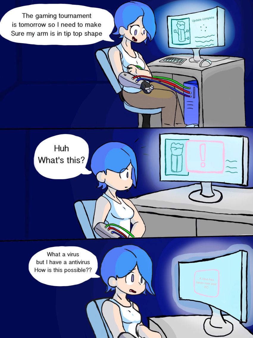 Rule 34 1girls Blue Eyes Blue Hair Comic English Text Female Female