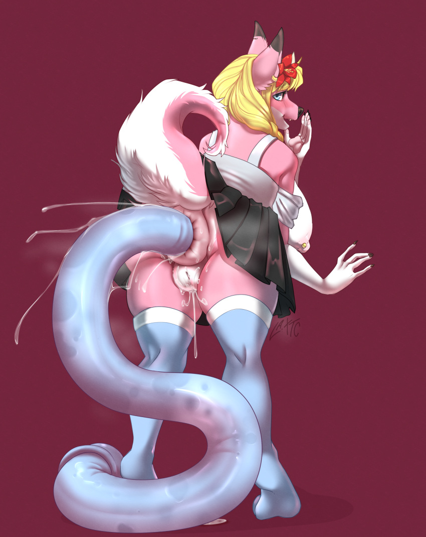 Rule 34 Absurd Res Accessory Anthro Anus Ass Bent Over Big Anus Big Breasts Blonde Hair Blue