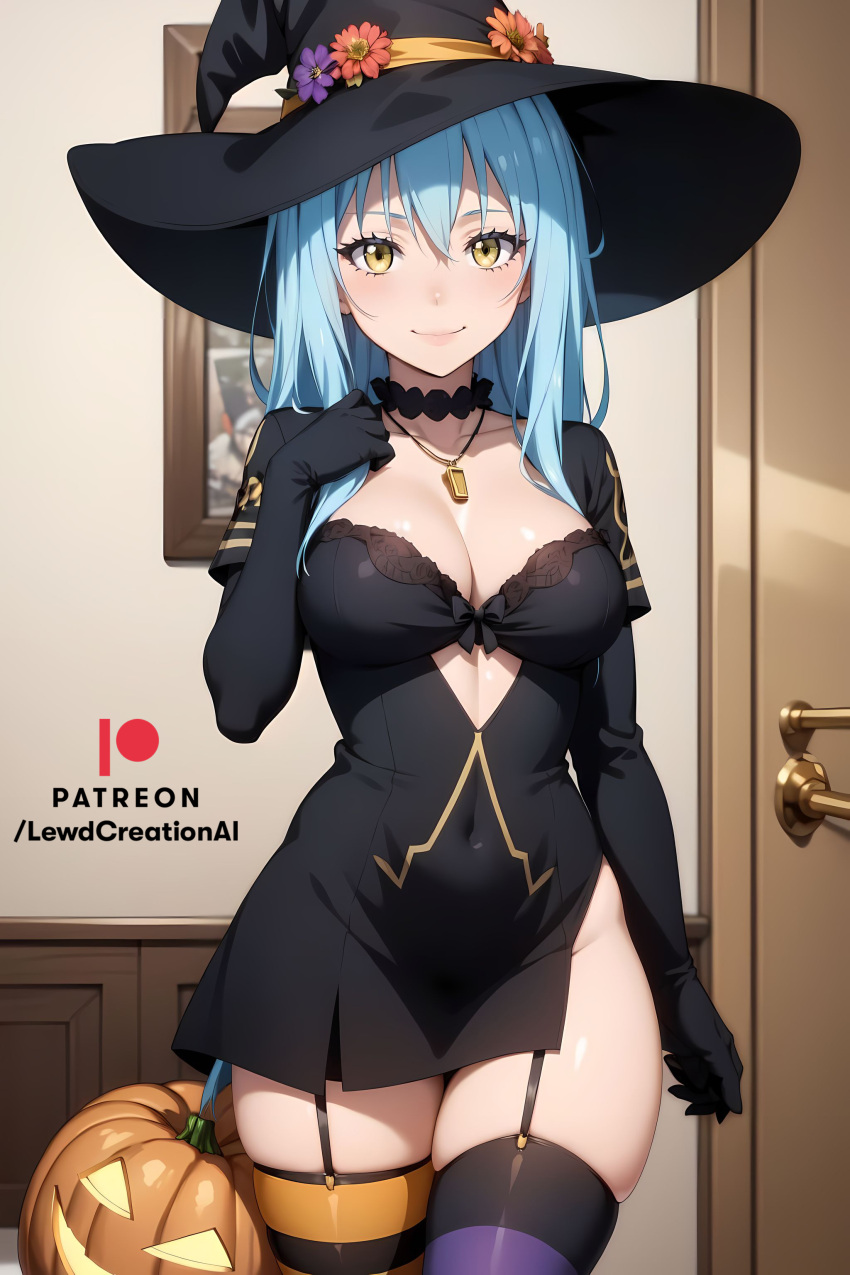 Rule 34 Ai Generated Big Breasts Blue Hair Choker Cleavage Cleavage