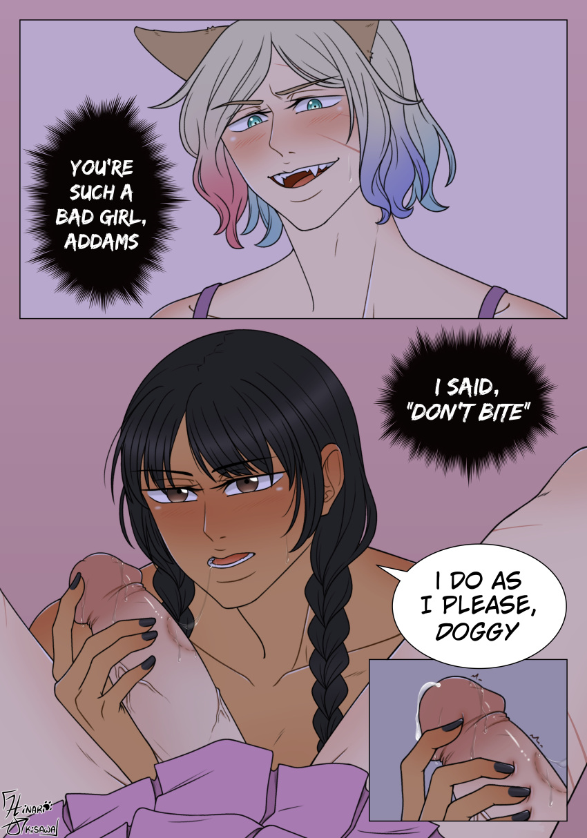 Rule 34 1futa 1girls Bite Mark Black Hair Blonde Hair Blowjob Braids