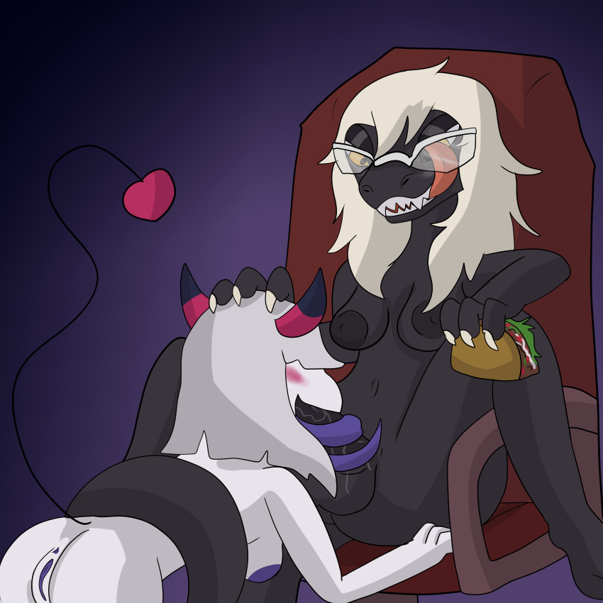 Rule 34 Absurd Res Avian Blush Bodily Fluids Chair Drooling Eyewear Fellatio Female Food