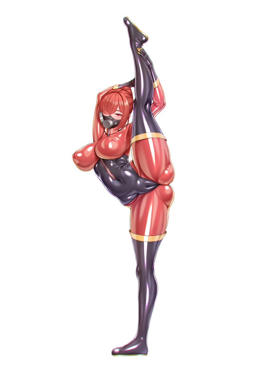 Rule 34 Absurdres Arms Up Black Footwear Black Gloves Bodysuit Breasts Cameltoe Commission