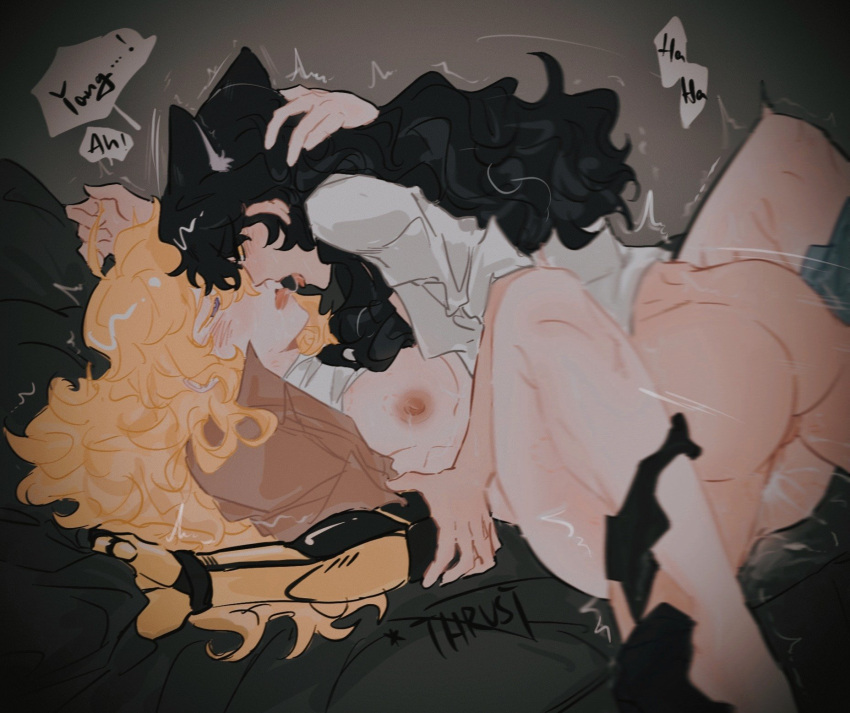 Rule 34 2girls Black Hair Blake Belladonna Canon Couple Catgirl Moray 9834
